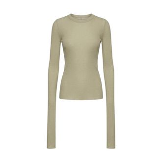 Rick Owens T-Shirt Cropped Rib LS - - Tops - Damen - Beige - S