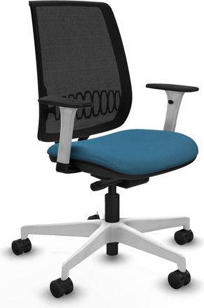 Piqueras y Crespo Alares atmungsaktiver B&uuml;rostuhl mit wei&szlig;en und schwarzen Armlehnen, h&ouml;henverstellbare Lendenwirbelst&uuml;tze, ausgestattet mit Syncro/Traslack und injizie