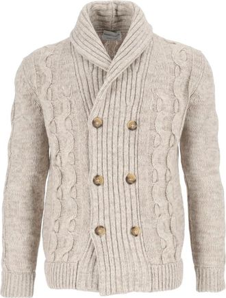 Settefili Cashmere Cardigan Bottoni Treccia Doppio Petto-Strick - - Knitwear - Herren - Beige - M