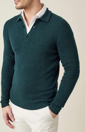 Luca Faloni Polo-Sweater in Waldgrün aus Kaschmir (2-fädig) für Herren