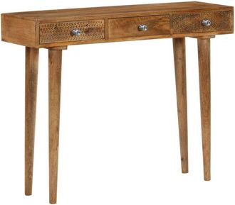 vidaXL Table de console de style rustique avec 3 tiroirs finement sculpt&eacute;s