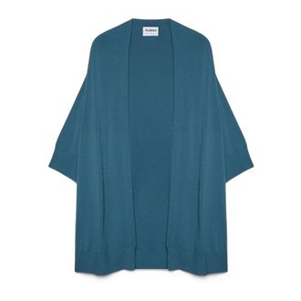 Fiorella Rubino Lange Strickjacke aus feinem Viskose-Mix - - Knitwear - Damen - Blau - XS/S