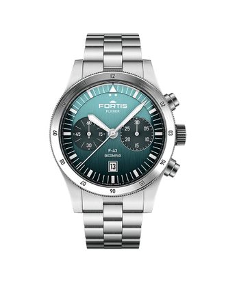 Fortis FLIEGER F-43 Bicompax Petrol Herrenuhr F4240008