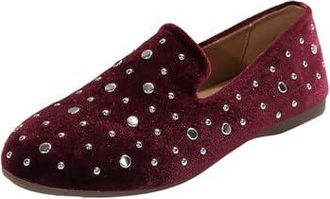 Generic Chaussures plates &agrave; enfiler avec strass pour femme - Couleur unie - L&eacute;g&egrave;res - Respirantes - Antid&eacute;rapantes - Confortables - Pour le travail, les f&ecirc;tes