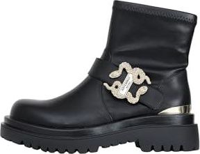 Just Cavalli Bottes basses noires pour femme avec boucle logo, Noir, 38 EU