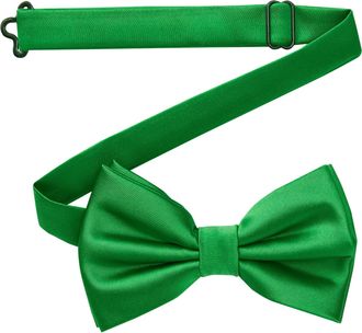 DonDon Fliege Herren handgefertigt Seiden-Look 12 x 6 cm Fliege Gr&uuml;n