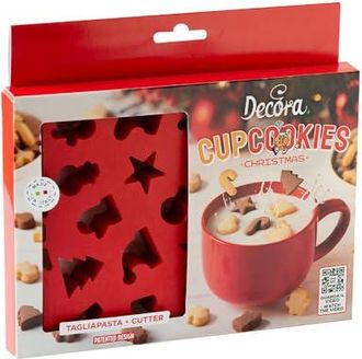 Decora 0255235 Ausstecher Mini Milk CupCookies, ideal für 22 Mini-Weihnachtsplätzchen, zum Eintauchen in die Milch für ein einzigartiges Weihnachtsfrühstück