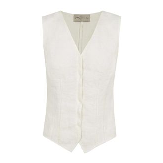 Cortana Lupe Leinenweste - - Tops - Damen - Wei&szlig; - 2XS