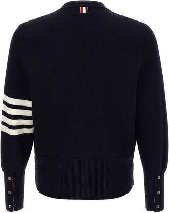 Thom Browne 4-Bar Striped Virgin Wool Cardigan - Black