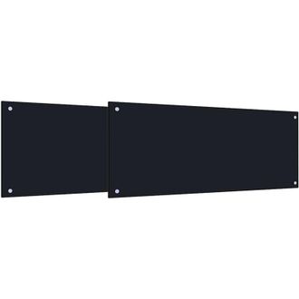 vidaXL K&uuml;chenr&uuml;ckwand 2 pcs Schwarz 100 x 40 cm Geh&auml;rtetes Glas vidaXL