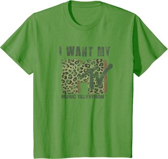 Giesswein Music Television Animal Print Black Font Want My MTV T-Shirt