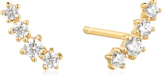 Ania Haie Damen Ohrstecker MISS TWINKLE aus 925 Sterling Silber 14k vergoldet, besetzt mit 8 Zirkonia, Größe 10,3 x 3,3 mm, inkl. Geschenkverpackung