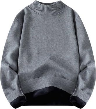 Generic Pull Chaud Homme Grande Taille- Pull Hiver Décontracté Couleur Unie Épais Thermique Sweater Chic Et Élégant Ample Extérieur Chandail Polyvalent Manche