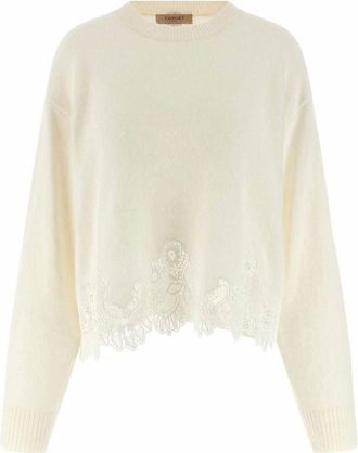 Twinset Rundhalspullover - Creme