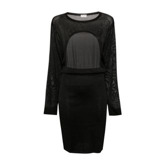 Saint Laurent Figurbetontes Strickkleid mit offenem R&uuml;cken - - Dresses - Damen - Schwarzk - S