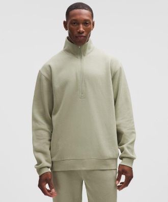 lululemon Steady State Sweater mit halblangem Rei&szlig;verschluss f&uuml;r M&auml;nner - Gr&ouml;&szlig;e XL in Fog Green