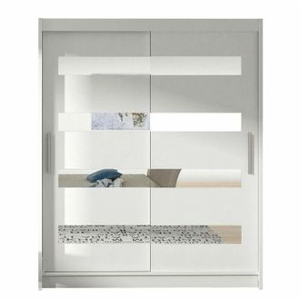 Mirjan24 Armoire Closico Camera XIII, Blanc, 200x150x58cm, Portes darmoire: Coulissantes, Nombre d&eacute;tag&egrave;res: 5