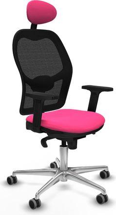 Piqueras y Crespo Schreibtischstuhl mit Rollen in Rosa Jorquera mit 2D-Armlehnen, h&ouml;henverstellbarer Lendenwirbelst&uuml;tze und festem Kopfteil, ausgestattet mit 5 Position