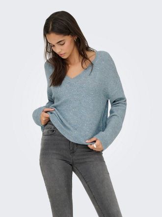 Only Strickpullover ONLARIZONA LS SEQUINS V-NECK PUL KNT