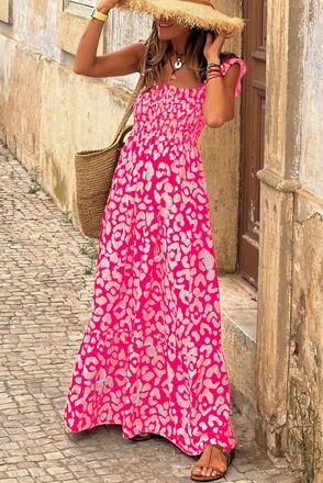 Azura Exchange Rosa Leopardenmuster Maxikleid