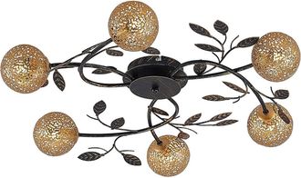 Lucande Deckenlampe Evory (Florentiner) in Schwarz aus Metall (6 flammig, G9) - Florentiner Deckenleuchte Lampe Wohnzimmerleuchte