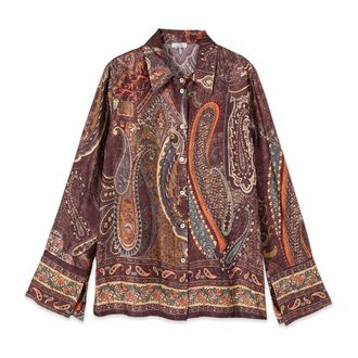 Oltre Gemustertes Satinhemd - - Blouses & Shirts - Damen - Rot - 3XL