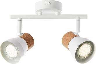 Lightbox 2 flammiges Spotrohr - skandinavischer Decken Strahler mit schwenkbaren K&ouml;pfen - 16 x 30 x 8 cm - GU10 Fassung - max. 10 W - aus Metall/Kork - in Matt