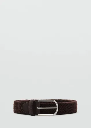 Mango Ceinture &eacute;lastique tress&eacute;e marron - Homme - 100 - MANGO MAN
