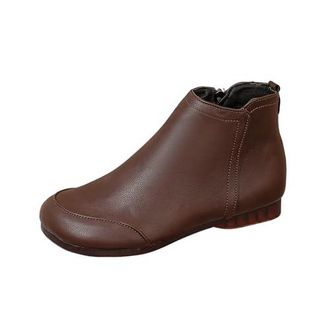 Generic Bottines d&eacute;contract&eacute;es et confortables pour femme - Bout rond - Couleur unie - Fermeture &eacute;clair lat&eacute;rale antid&eacute;rapante - Talon plat - Automne et hiver