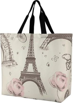 Generic La Tour Eiffel Sac Fourre-Tout Pliable Tote Bag Imperm&eacute;able Sac Cabas Pour Travail Shopping Universit&eacute;