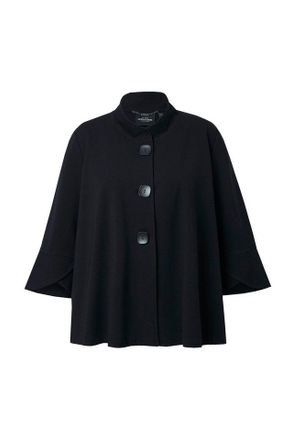 Ulla Popken Sweatjacke Punto-Sweatjacke weite A-Linie Stehkragen 3/4-Arm