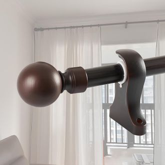 Generic 70 cm Lange Gardinenstange F&uuml;r Die Wandmontage, Holzmaserungs-Design, Aluminiummaterial, R&ouml;mische Vorhangstange F&uuml;r Wohnzimmer, Schlafzimmer, B&uuml;ro-Rau