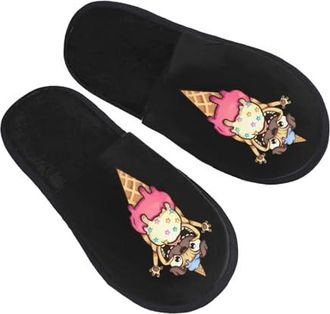 Generic Chaussons Maison Carlin Heureux Mangeant De La Glace Épais Pantoufles Anti Odeur Pantoufles En Coton Pour Unisex Hôtels Automne M