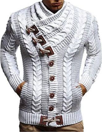 ORANDESIGNE Pull &agrave; Col Roul&eacute; en Tricot pour Homme avec Fermeture &eacute;clair Pull en Maille Fine Coupe Slim &agrave; Manches Longues Pull Stretch pour Homme B Blanc M