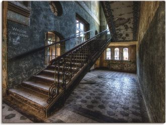 Artland Wanddeko Leinwand Bilder Wandbild 80x60 cm Lost Places Ruinen Architektur Gebäude Altbau Modern T9RG