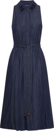 Max Mara robe en jean à design sans manches - Bleu