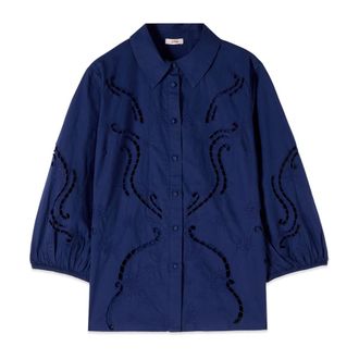 Oltre Sangallo Shirt - - Blouses & Shirts - Damen - Blau - M