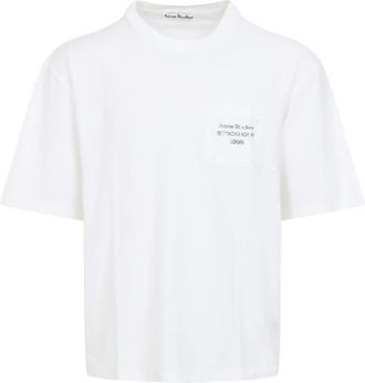 Acne Studios Homme, Tops, Blanc, Taille: XL Logo T-shirt