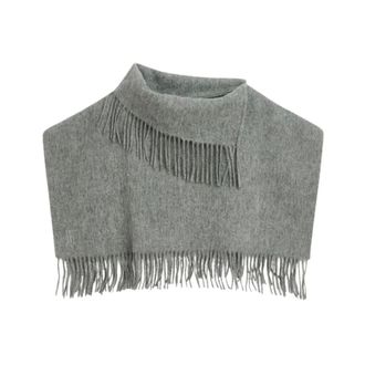 By Malene Birger Turtla Wool Fringe Bib - Femme - Accessoires - Gris - Taille: ONE Size