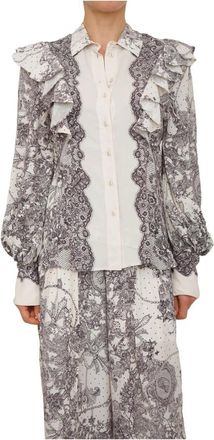 Blugirl Femme, Blouses et Chemises, Blanc, Taille: 42 FR Camicia C/rouche Visco St.Pizz