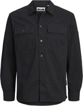 Jack & Jones Jcogrid Classic Overshirt Ls, Noir, XXL Hommes