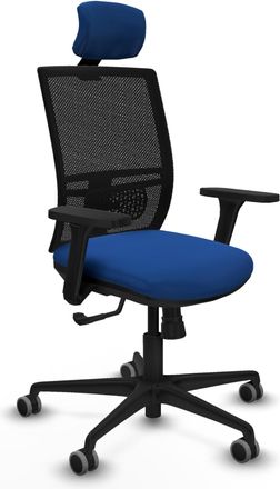 Piqueras y Crespo B&uuml;ro-Schreibtischstuhl mit 3D-Armen, h&ouml;henverstellbare Lendenwirbelst&uuml;tze und h&ouml;henverstellbares Kopfteil, ausgestattet mit 4 Positionen, Schwarz/Blau