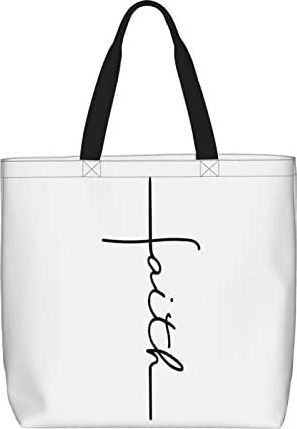 Generic Sac De Courses Foi J&eacute;sus Christianisme Vertical Sac Fourre Tout Femme Lavables De Grande Capacit&eacute; Sacs En Toile Pour Femmes, Pour Burea, Femmes, Fille