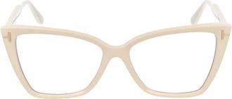 Tom Ford Blaue Block-Katzenaugen-Brillenfassung im Quadrat-Design - - Accessories - unisex - Beige - 55 MM