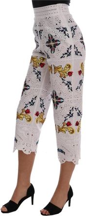 Dolce & Gabbana Pantalon Capri Brod&eacute; Majolica D&eacute;coup&eacute; - Femme - Pantalons - Multicolore - Taille: 38 FR