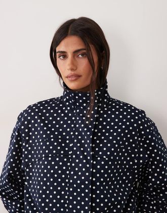 Jacqueline de Yong veste &agrave; col chemin&eacute;e &agrave; pois marine-Noir