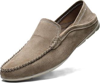 Generic Mocassins for Hommes, Chaussures &agrave; Bout Rond en Daim, Flexibles, antid&eacute;rapants, l&eacute;gers, d&eacute;contract&eacute;s, for Mariage(Khaki,44 EU)