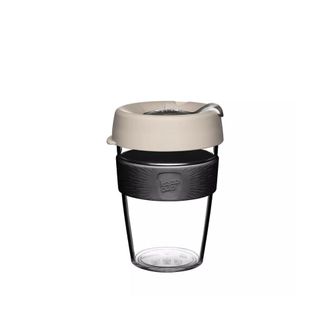KeepCup Originelle, leichte und transparente Kunststoff-Kaffeetasse mit spritzwassergesch&uuml;tztem Trinkdeckel, 340 ml, Milch