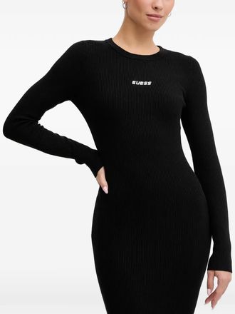 Guess Co robe longue nervur&eacute;e &agrave; manches longues - Noir