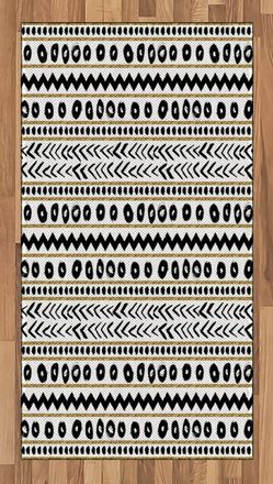 Abakuhaus Boho Teppich, Abstrakte Primitive Zahlen, Deko-Teppich Digitaldruck, Färben mit langfristigen Halt, 80 x 150 cm, Gelb Schwarz